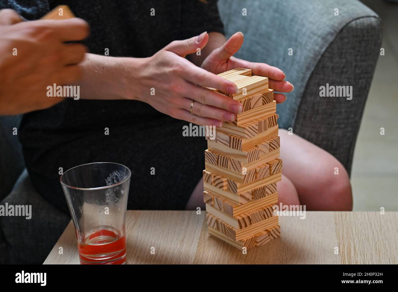 Jumbling tower with clipping path close-up Stock Photo - Alamy