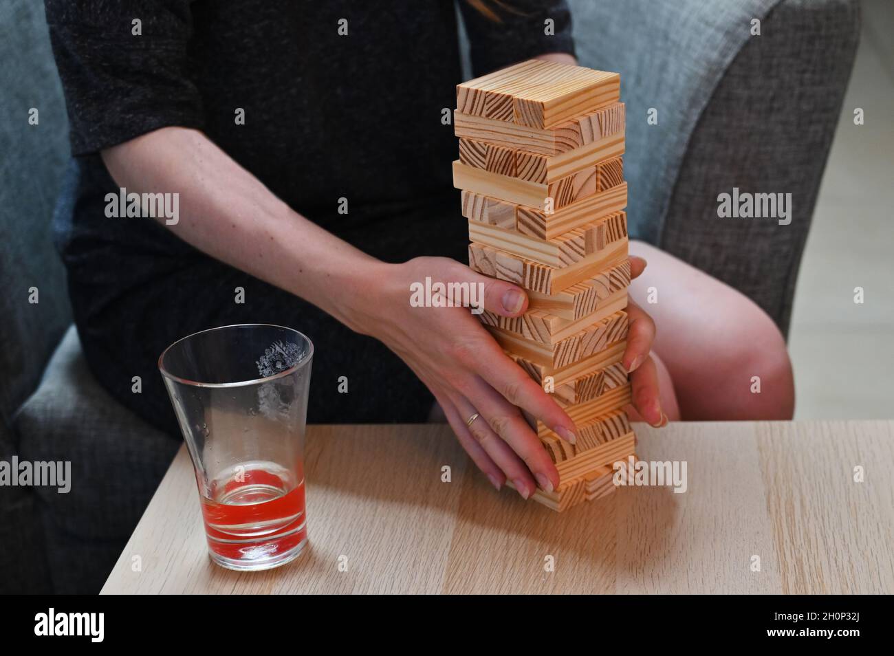Jumbling tower with clipping path close-up Stock Photo - Alamy