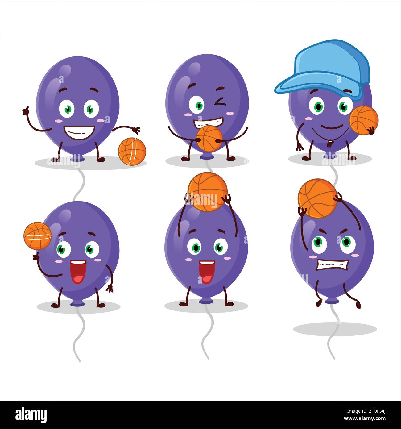 Talented purple balloons cartoon character as a basketball athlete ...