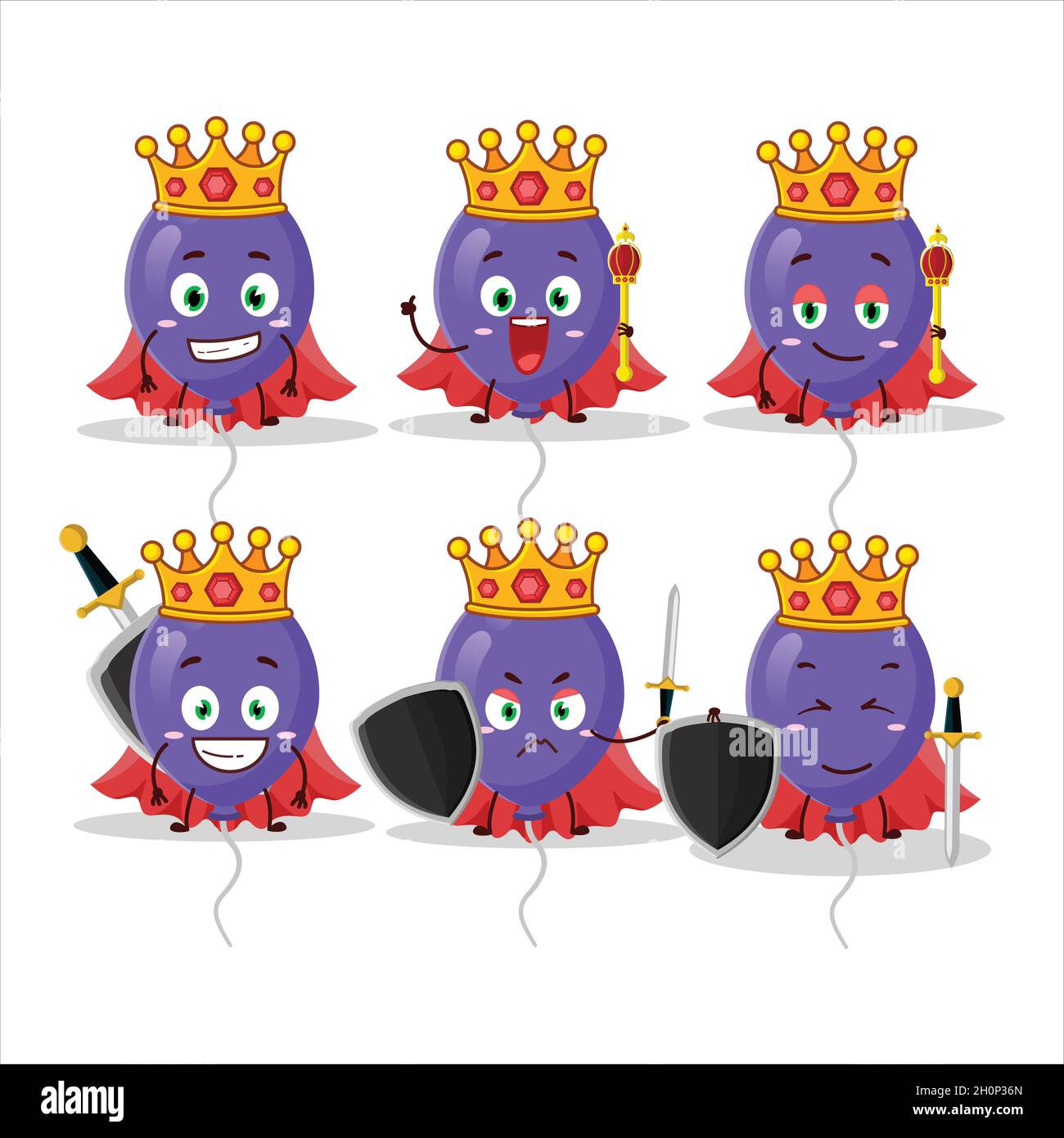 A Charismatic King purple balloons cartoon character wearing a gold ...