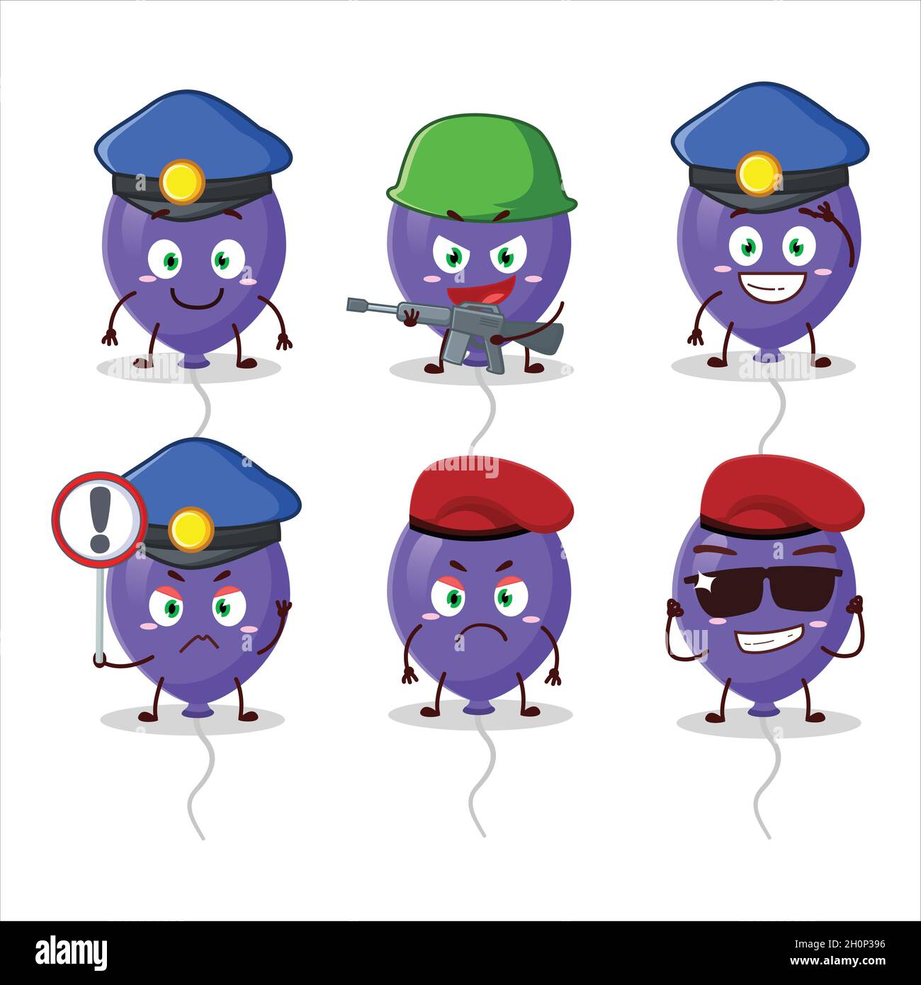 A dedicated Police officer of purple balloons mascot design style ...