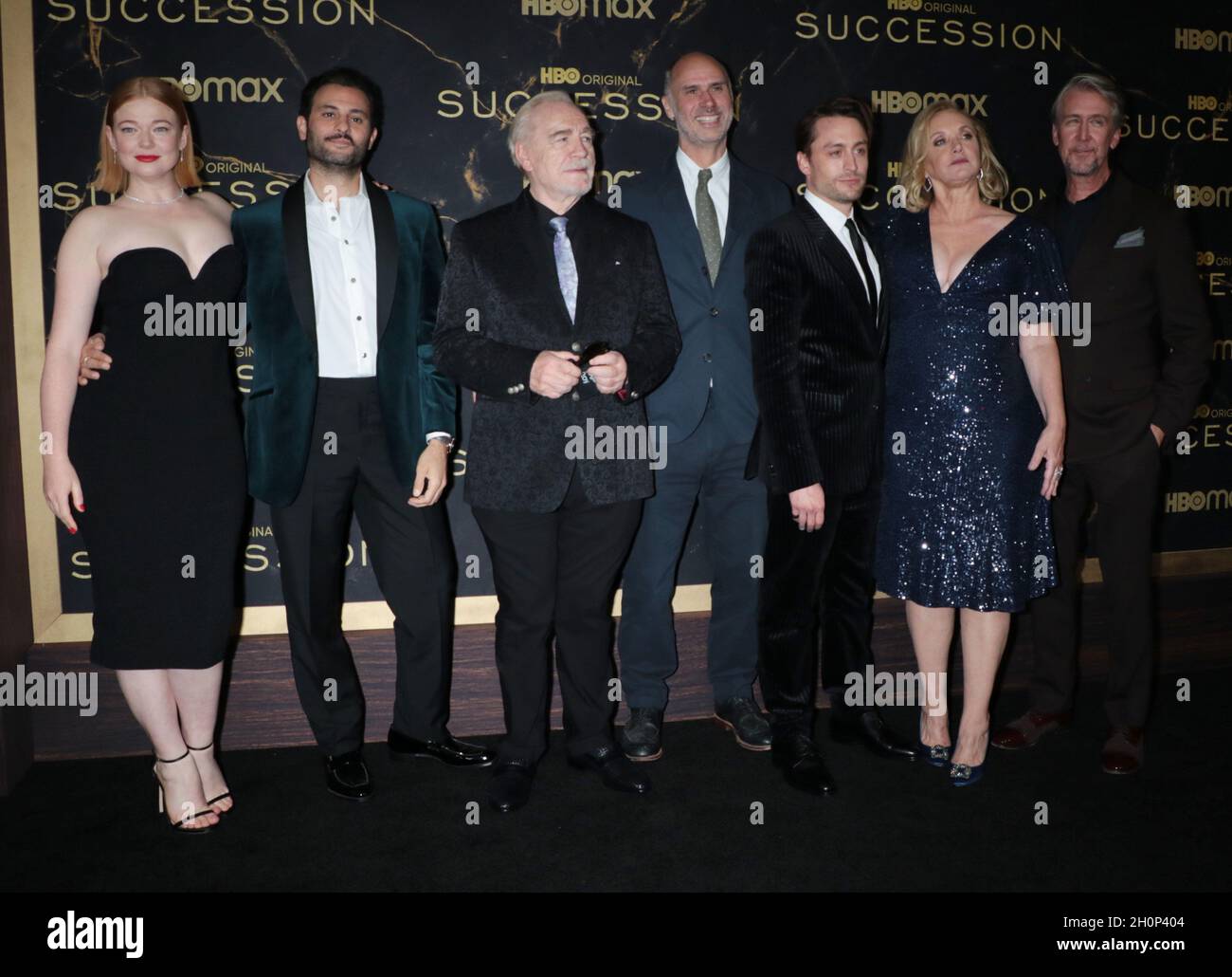 October 12, 2021.Sarah Snook, Arian Moayed, Brian Cox, Jesse Armstrong ...