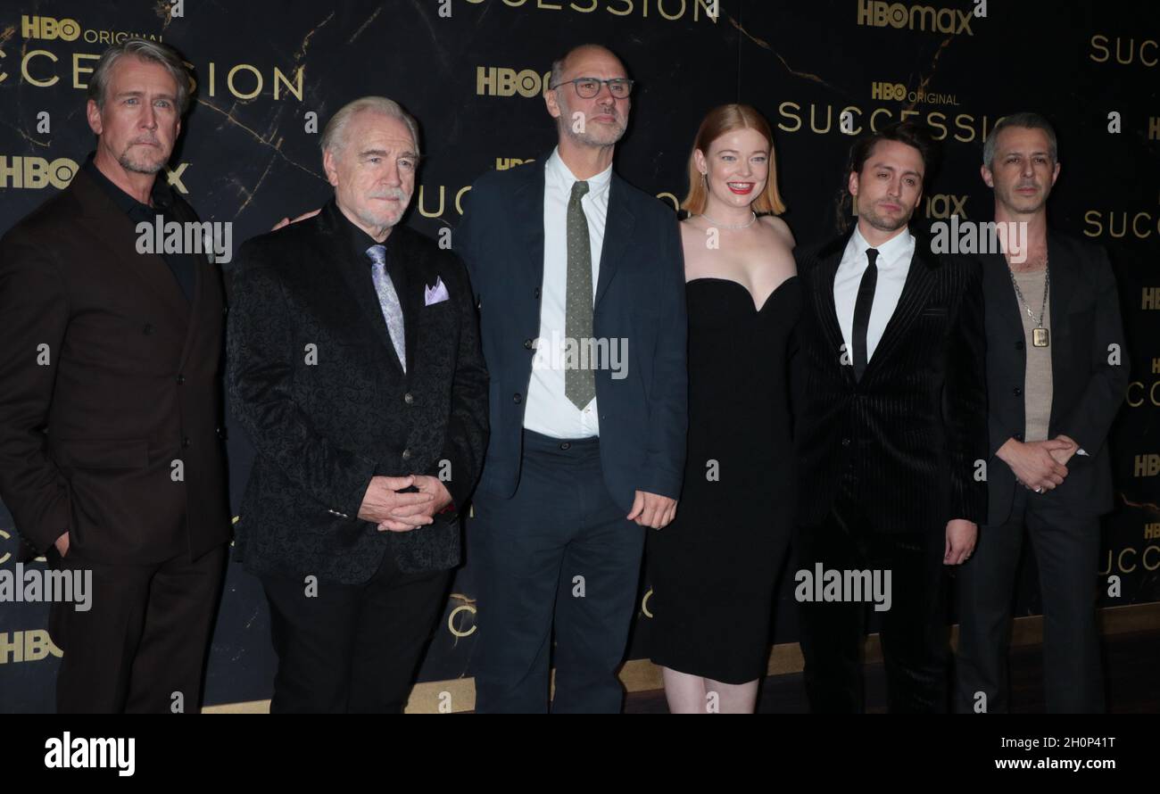October 12, 2021.Alan Ruck, Brian Cox, Jesse Armstrong, Sarah Snook ...
