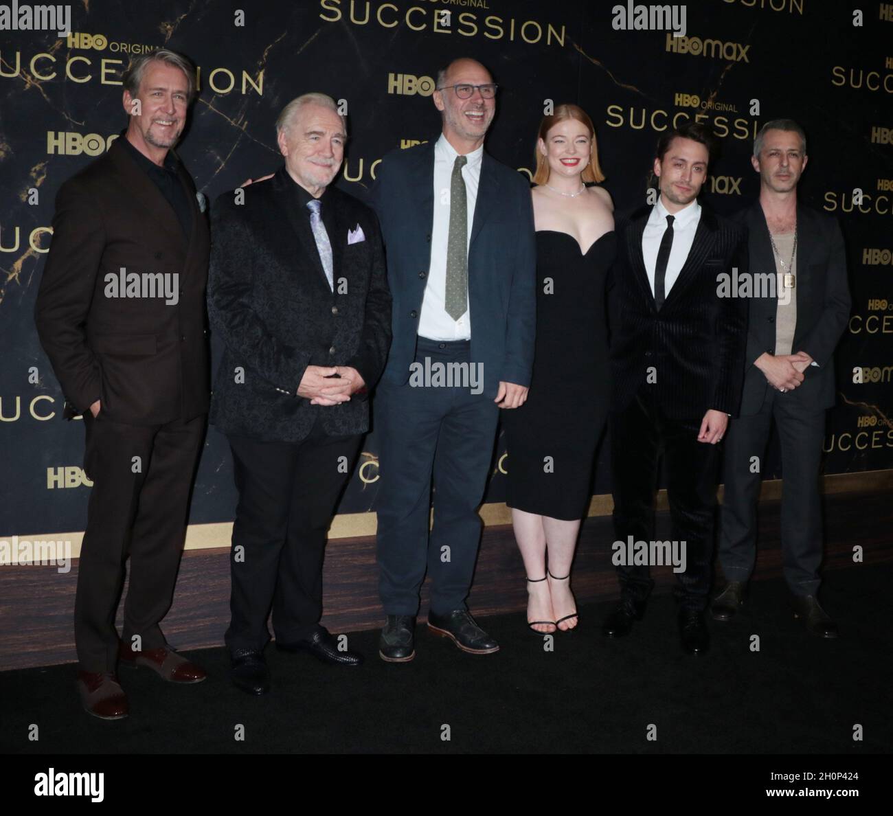 October 12, 2021.Alan Ruck, Brian Cox, Jesse Armstrong, Sarah Snook ...
