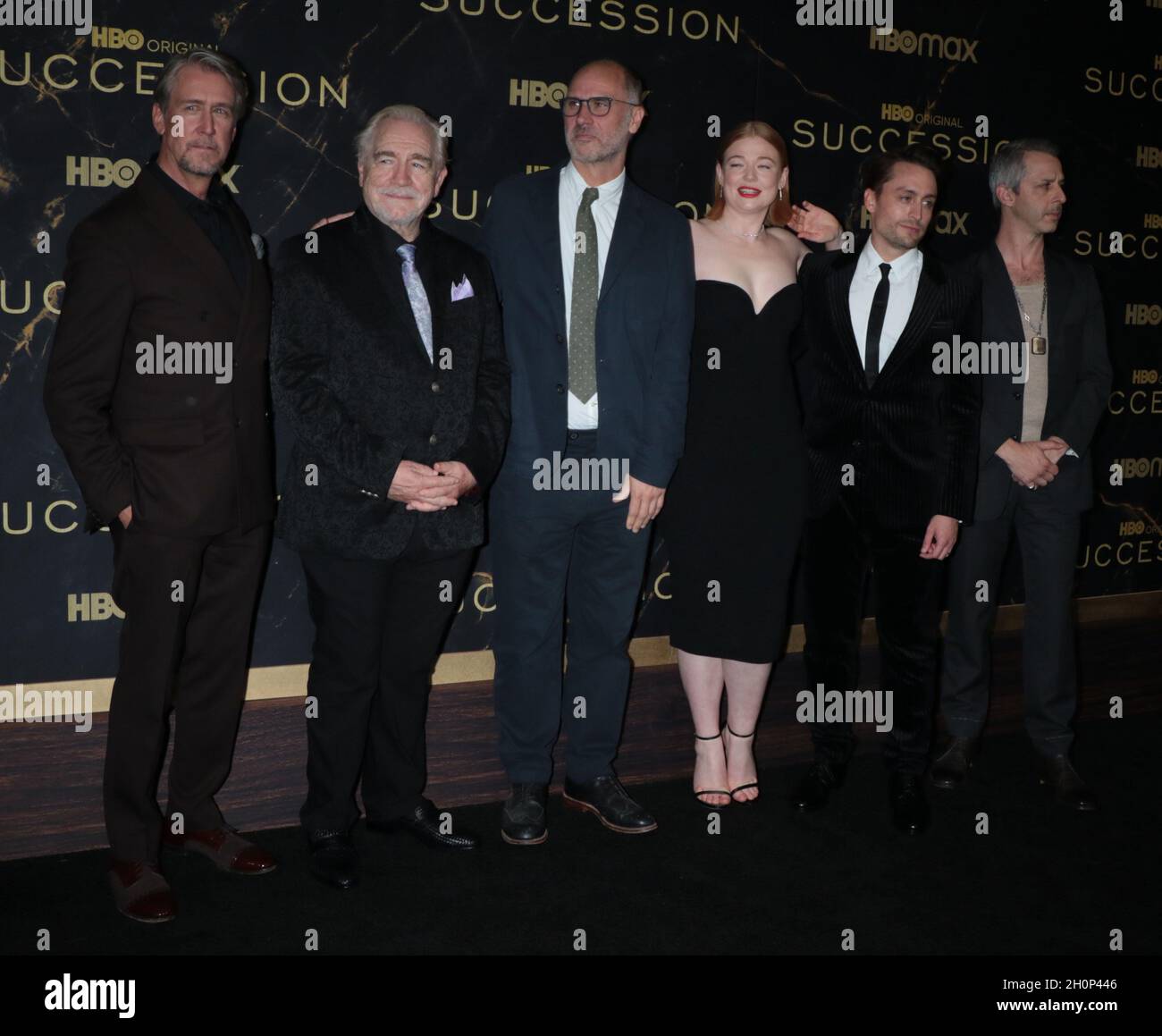 October 12, 2021.Alan Ruck, Brian Cox, Jesse Armstrong, Sarah Snook ...