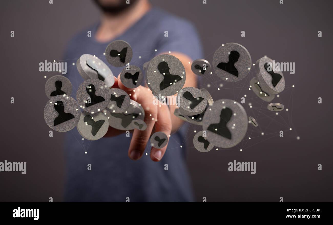 3D rendering of conference digital network and data concept - business ...