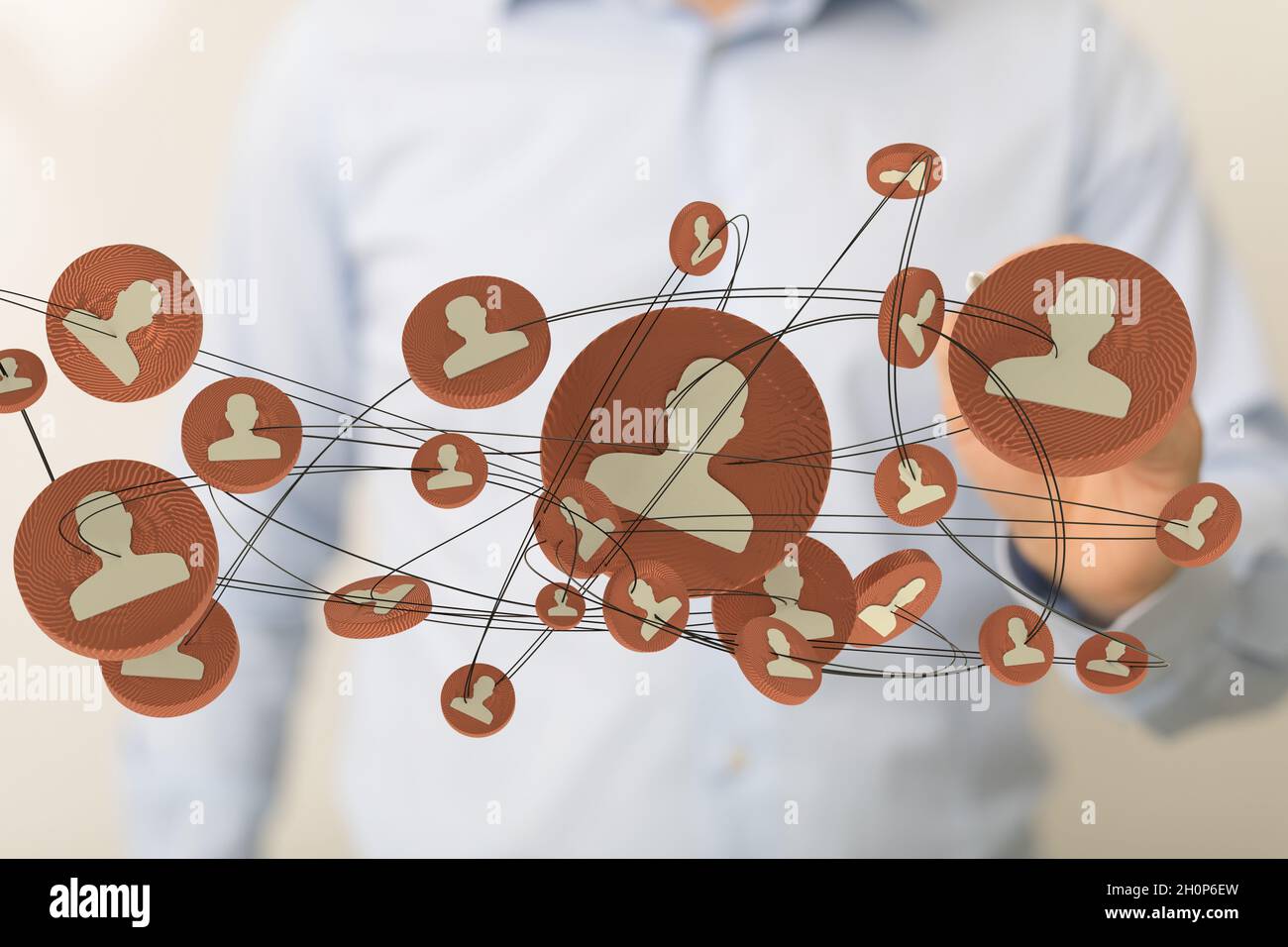 3D rendering of conference digital network and data concept - business ...