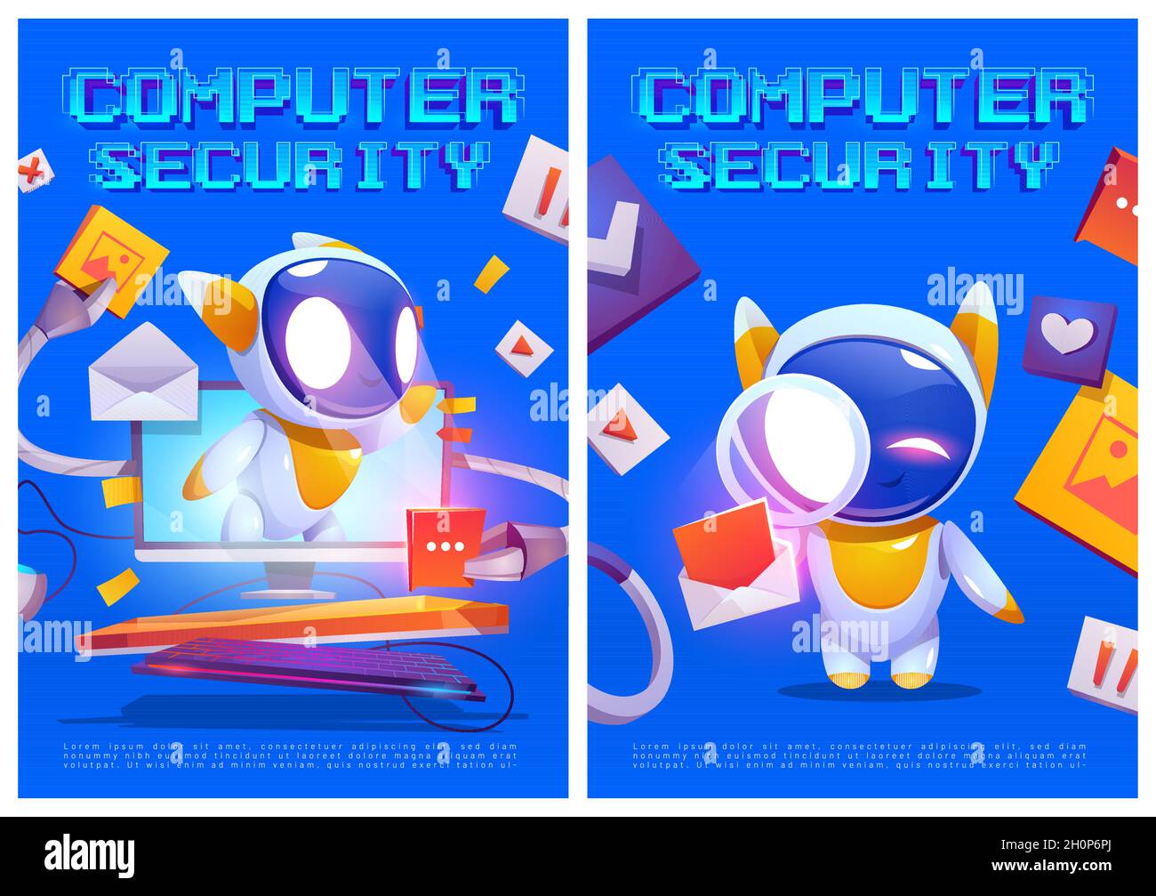 Computer security posters. Concept of data secure, safety internet ...