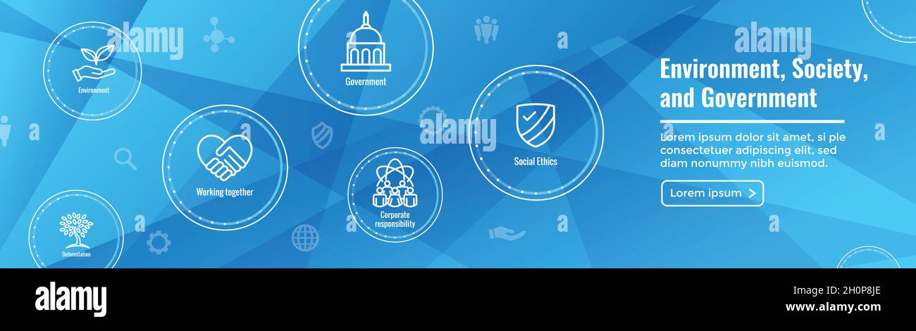 Environment and Social Government Icon Set and Web Header Banner with ...