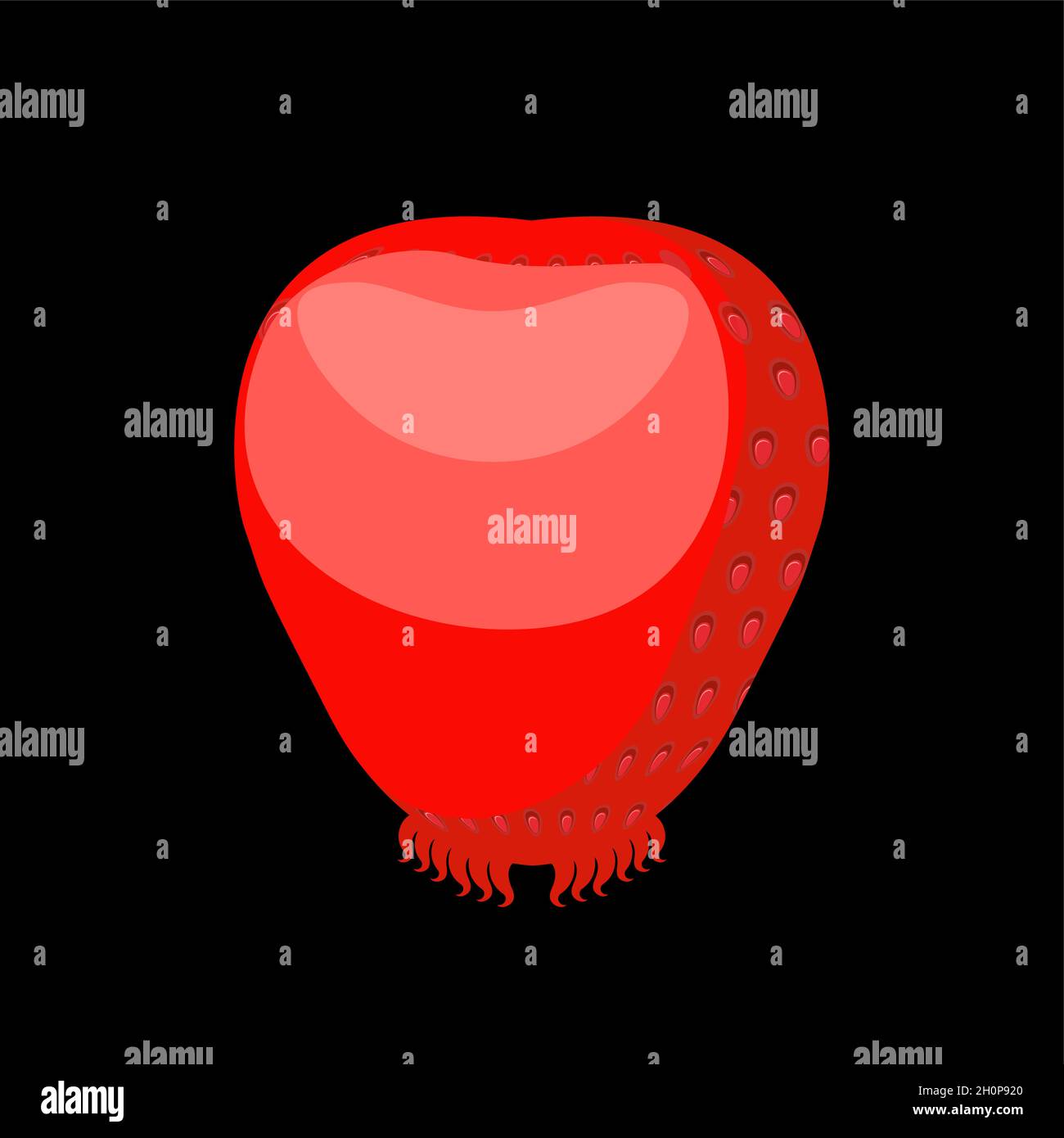 Strawberry monster GMO mutant. Angry Berry with teeth. Hungry Alien ...