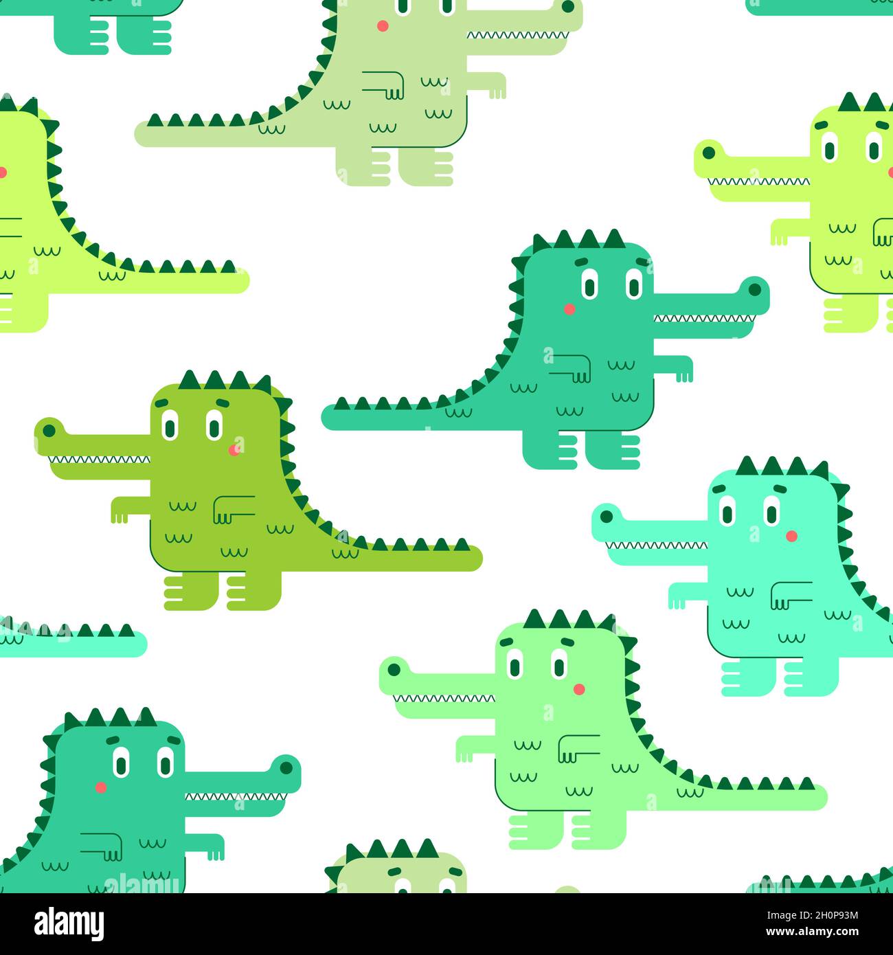 Cute Crocodile pattern seamless. Cartoon alligator background. Baby ...