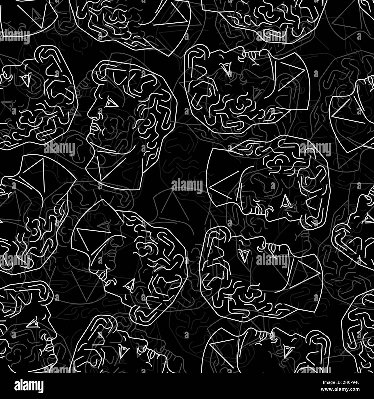 David head Statue pattern seamless. sculpture of Michelangelo ...