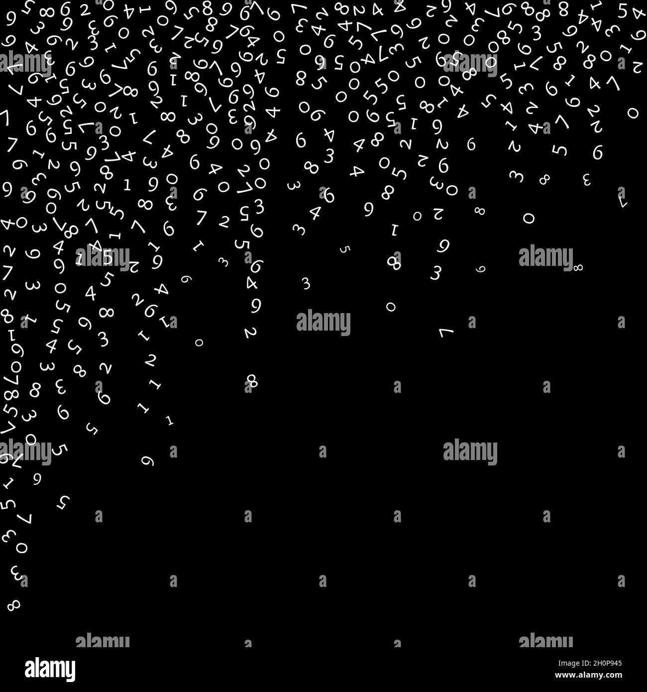Falling numbers, big data concept. Binary white random flying digits ...