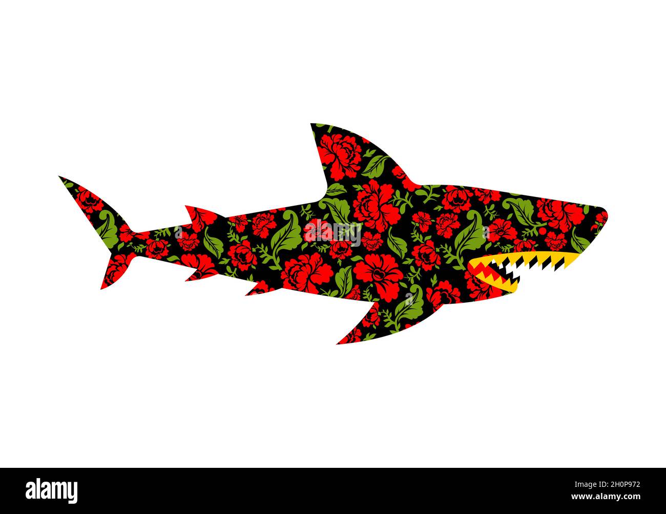 Flower shark. Marine predator made of flowers. vector illustration ...