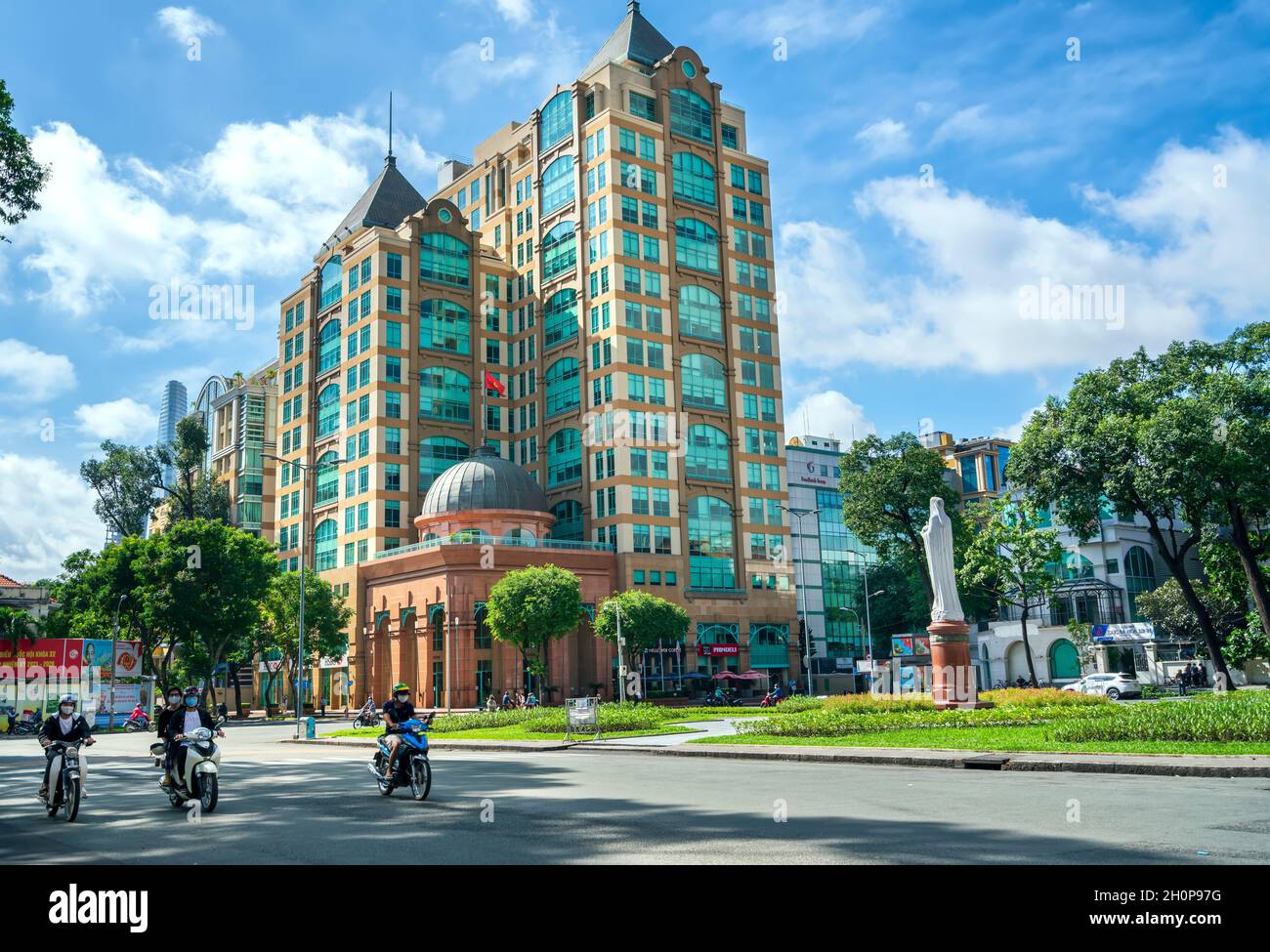 High-rise buildings rising in the morning sun show the strong economic ...