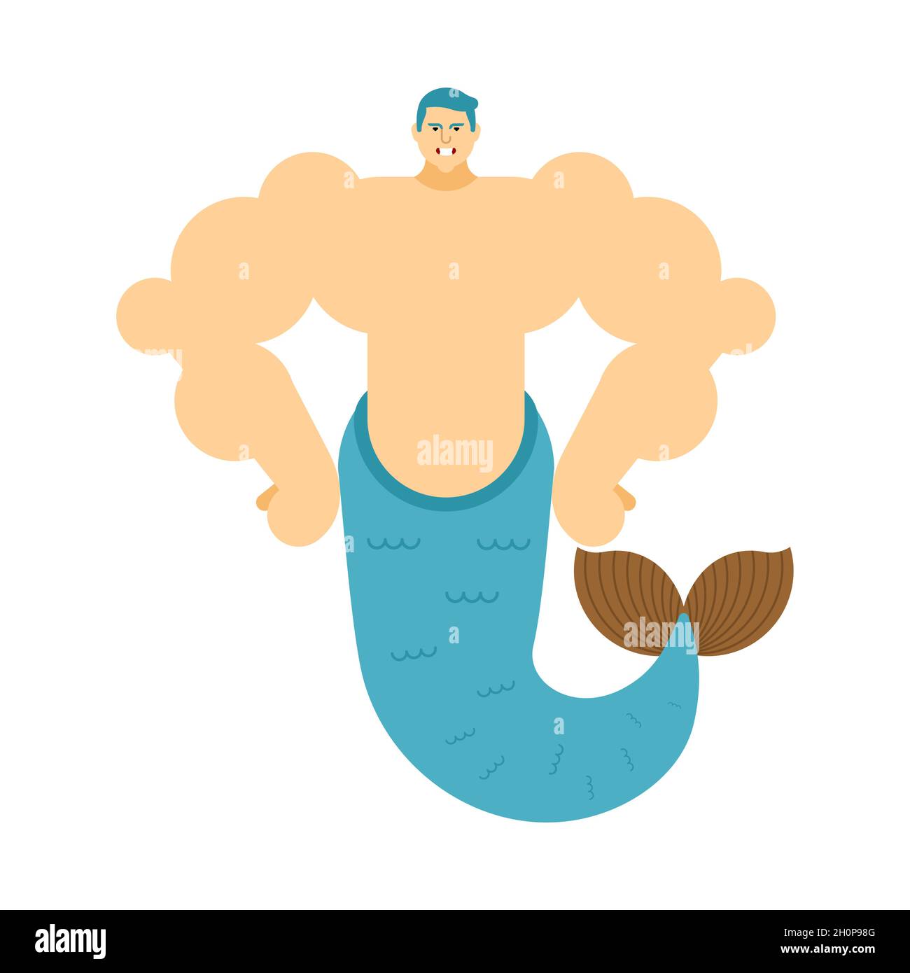 Mermaid man isolated. Brutal underwater dweller. vector illustration ...