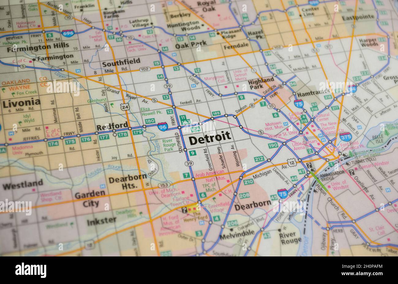 Map of city of Detroit, MI Stock Photo - Alamy