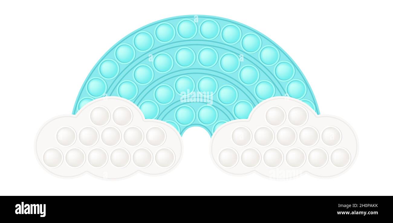Popit blue rainbow on the clouds as a fashionable silicon fidget toys ...