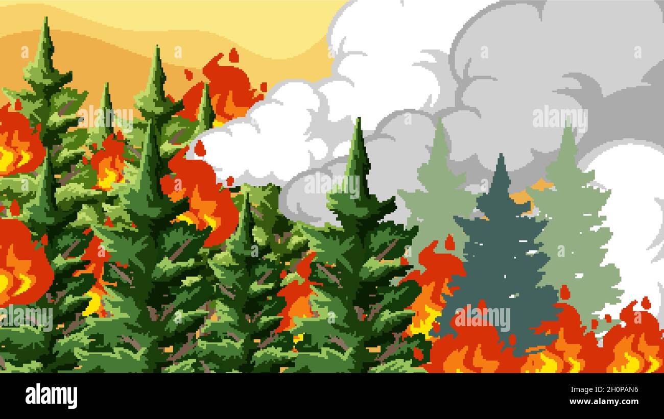 Thumbnail design with fire in the forest illustration Stock Vector ...