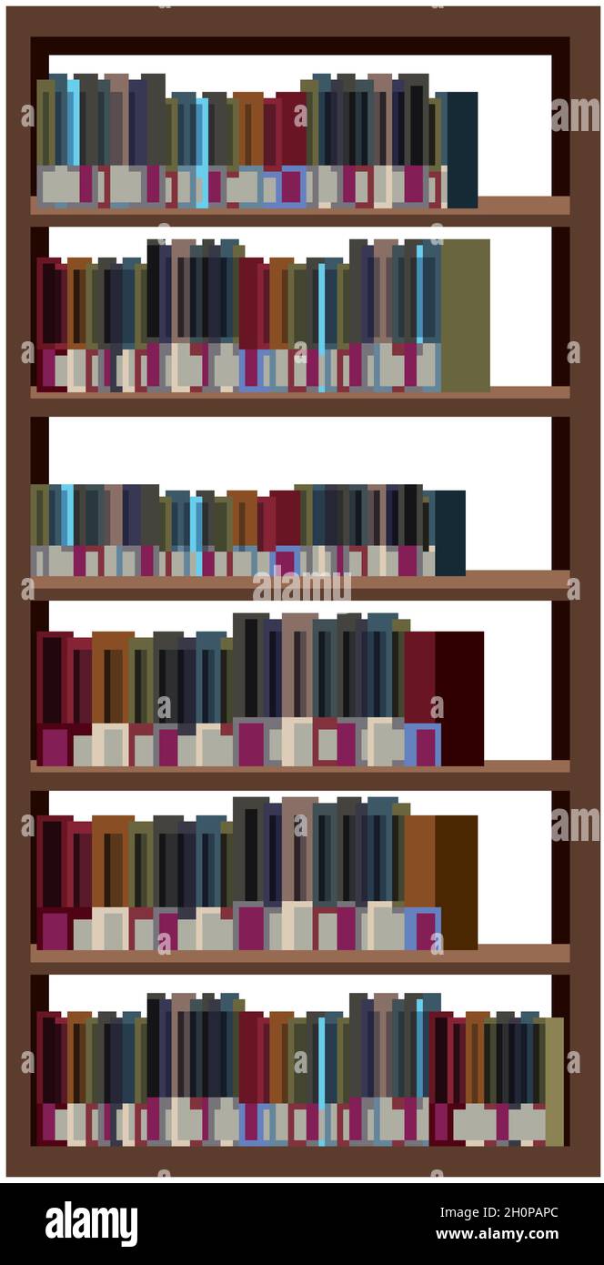 Bookcase with books on white background illustration Stock Vector Image ...