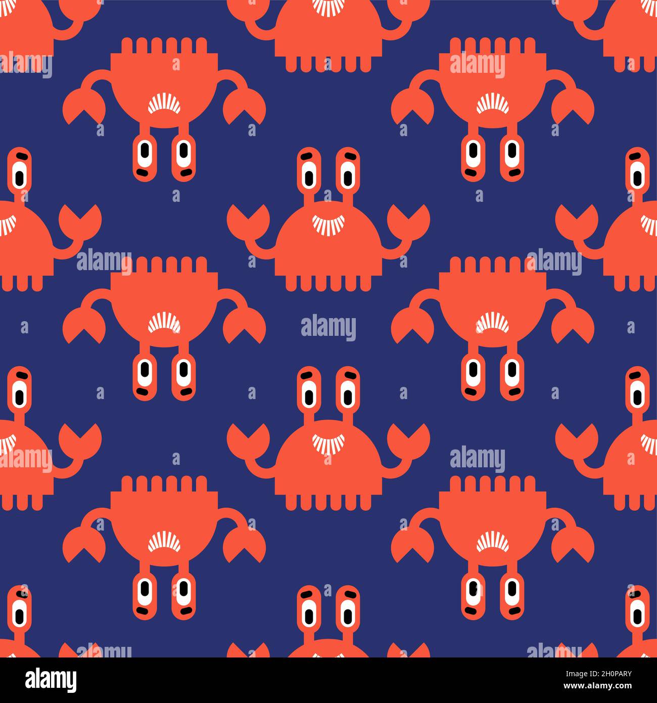 Cute crab pattern seamless. Cartoon crab sea animal background. Baby ...