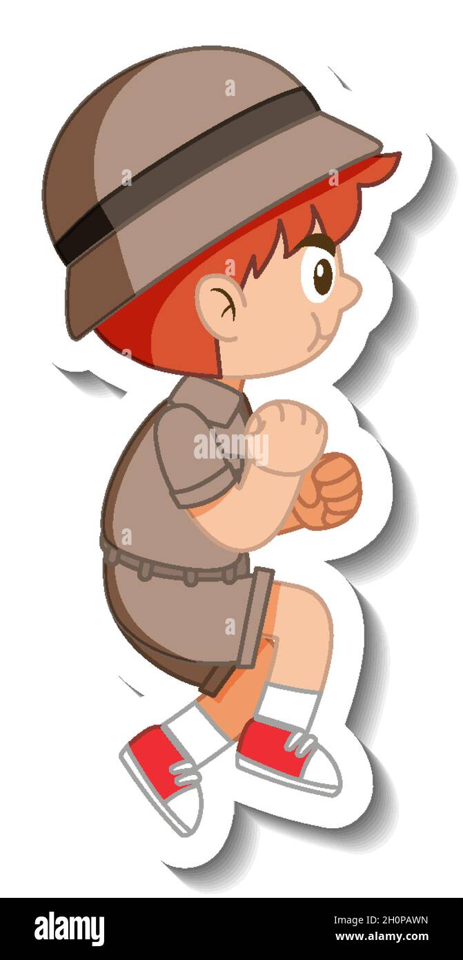 Little boy scout cartoon character sticker illustration Stock Vector ...