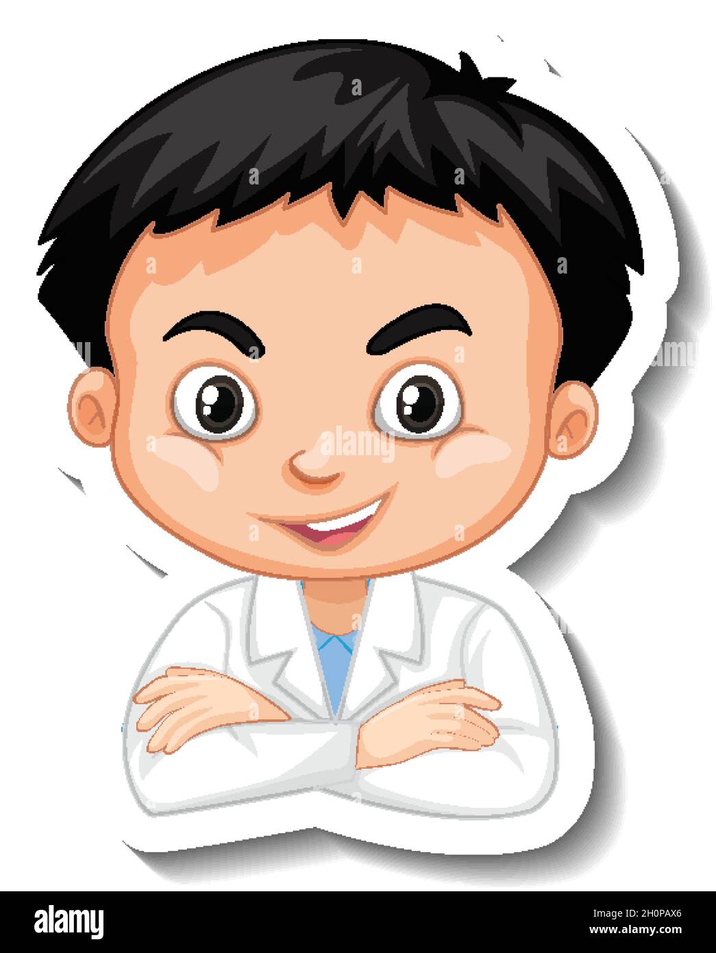 Scientist boy cartoon character sticker illustration Stock Vector Image ...