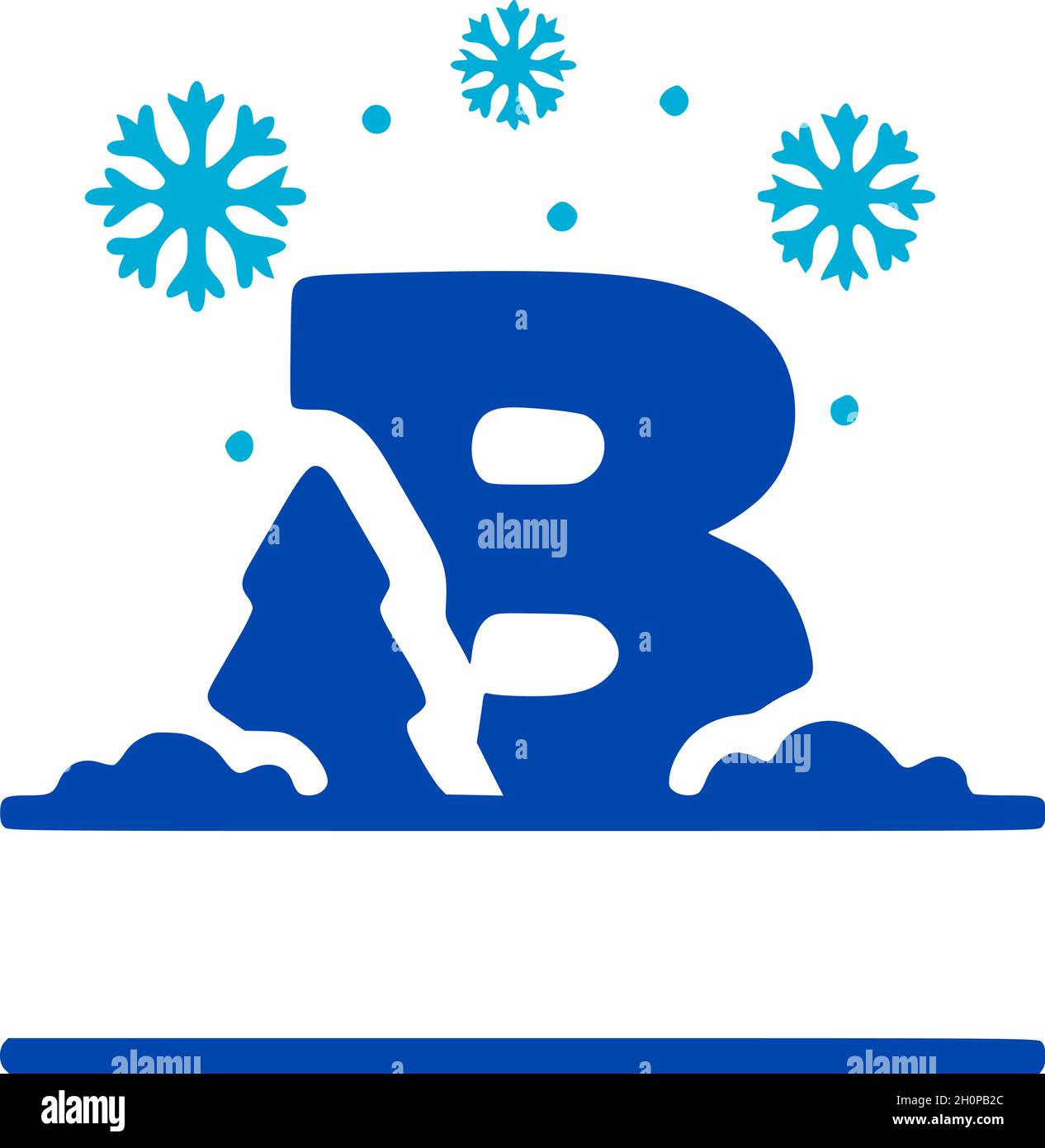 Letter B and winter composition monogram, vector logo, emblems or ...