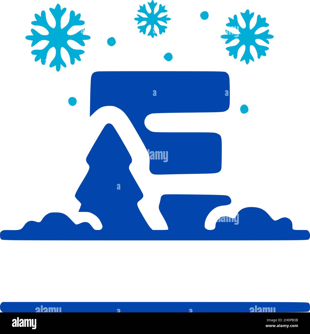 Letter E and winter composition monogram, vector logo, emblems or ...