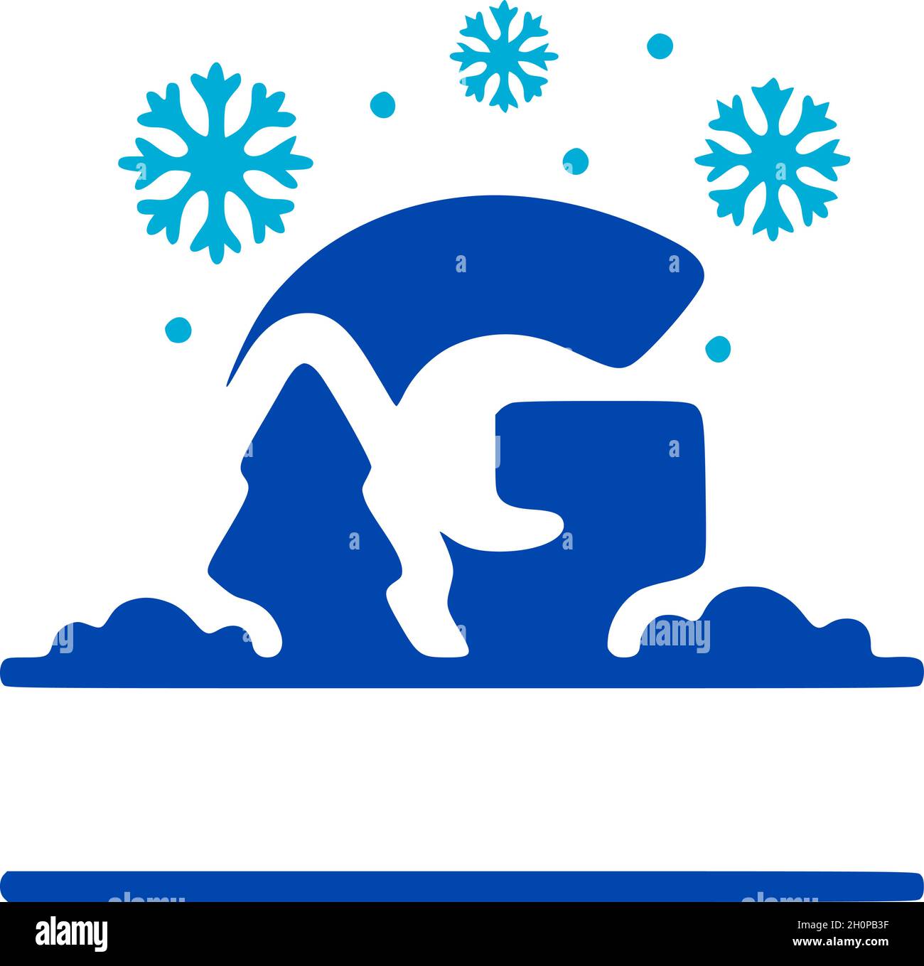 Letter G and winter composition monogram, vector logo, emblems or ...