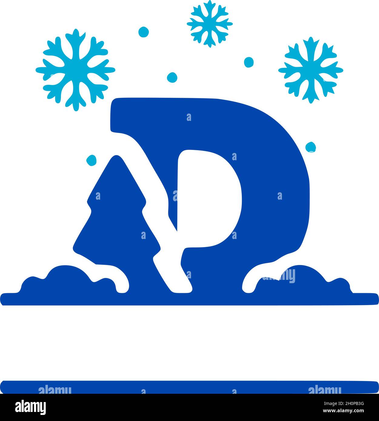 Letter D and winter composition monogram, vector logo, emblems or ...