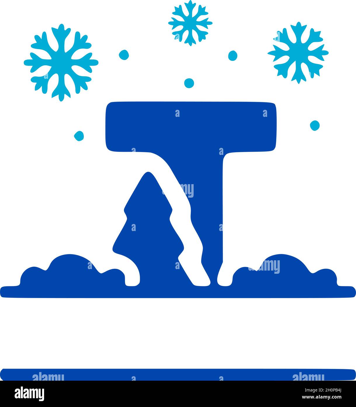 Letter t and winter composition monogram, vector logo, emblems or ...