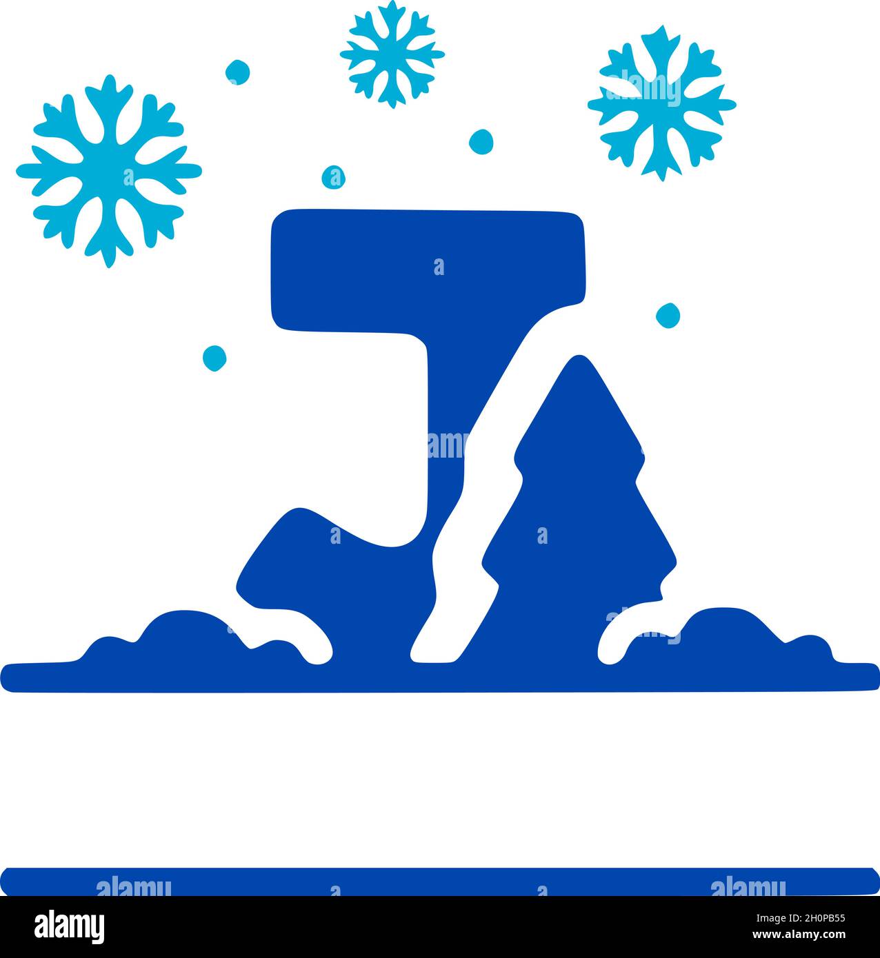 Letter J and winter composition monogram, vector logo, emblems or ...