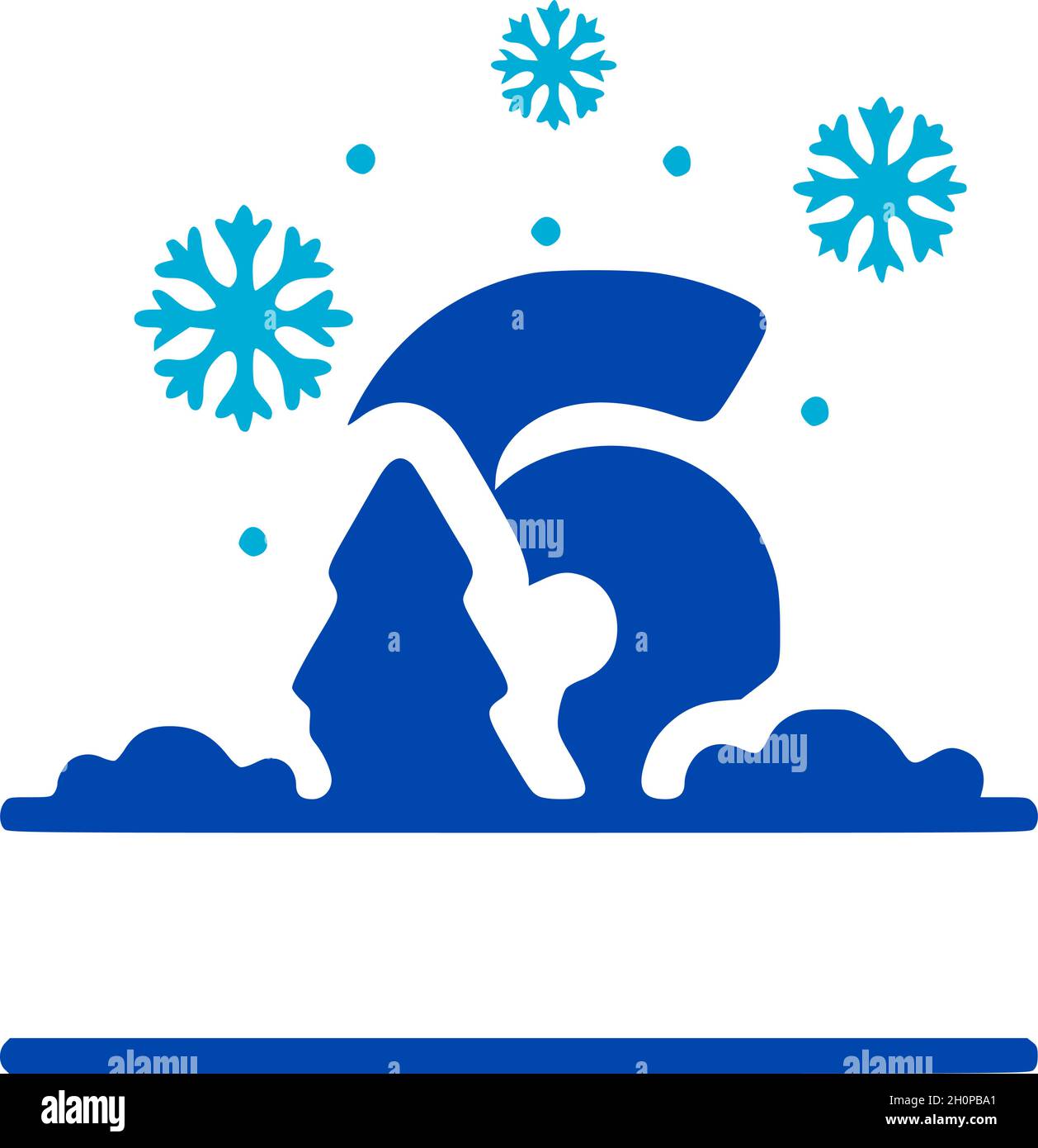 Number 6 and winter composition monogram, vector logo, emblems or ...