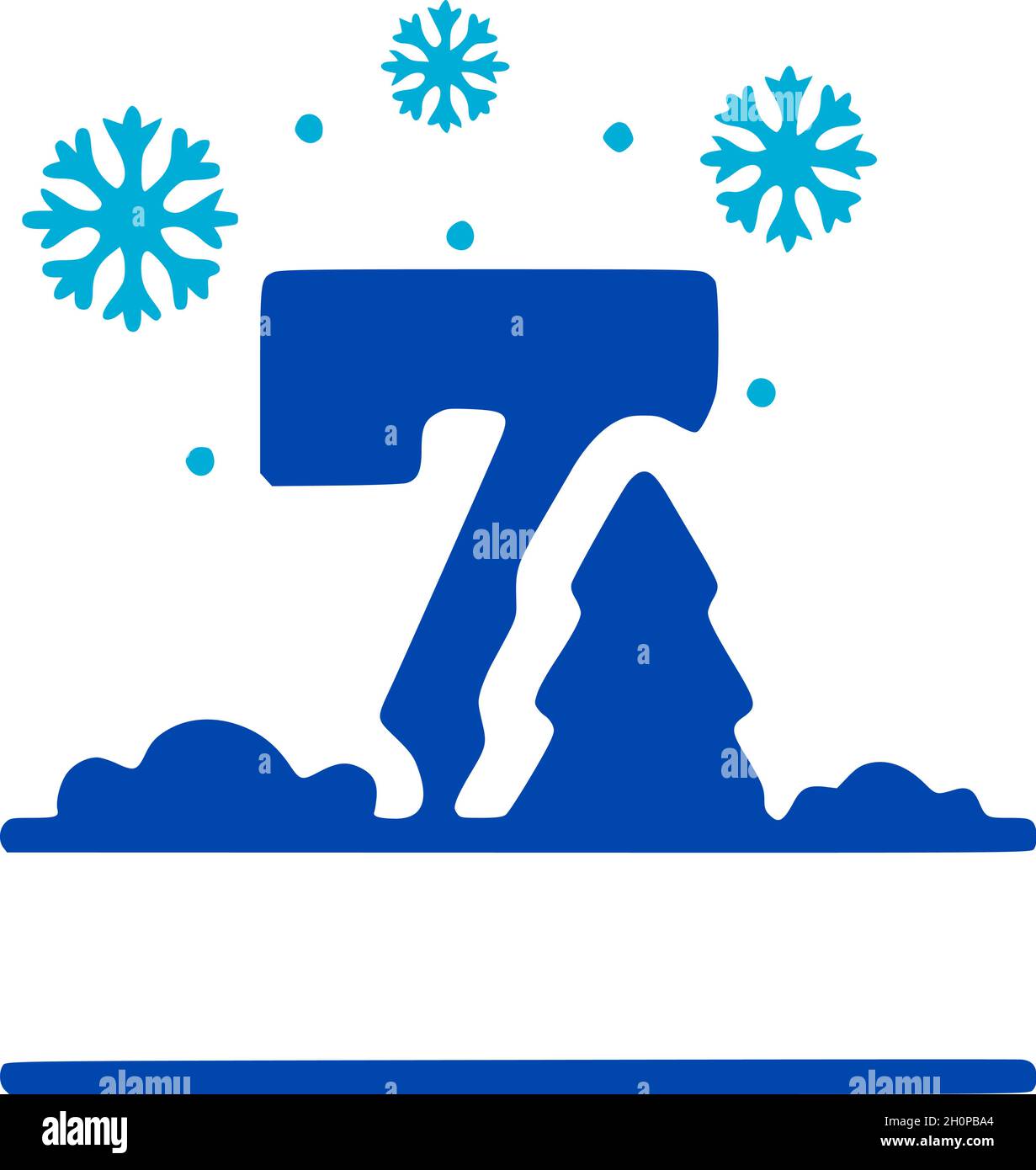 Number 7 and winter composition monogram, vector logo, emblems or ...