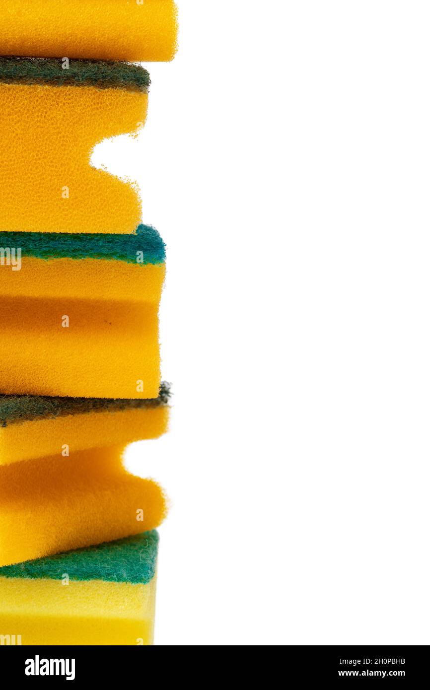 Stack of kitchen sponges isolated on white background Stock Photo - Alamy