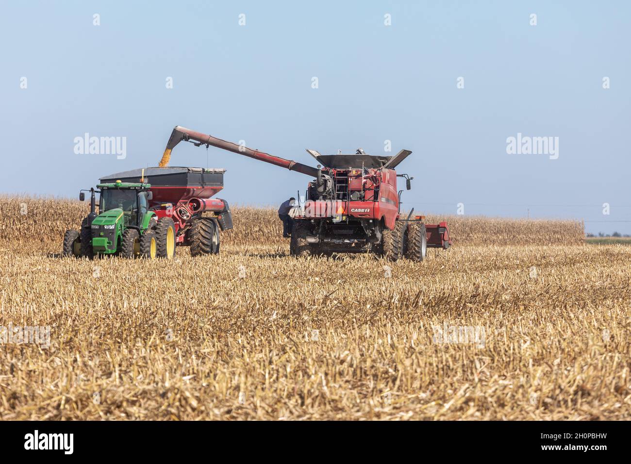 A combine harvesting corn near Danville, Iowa Stock Photo - Alamy