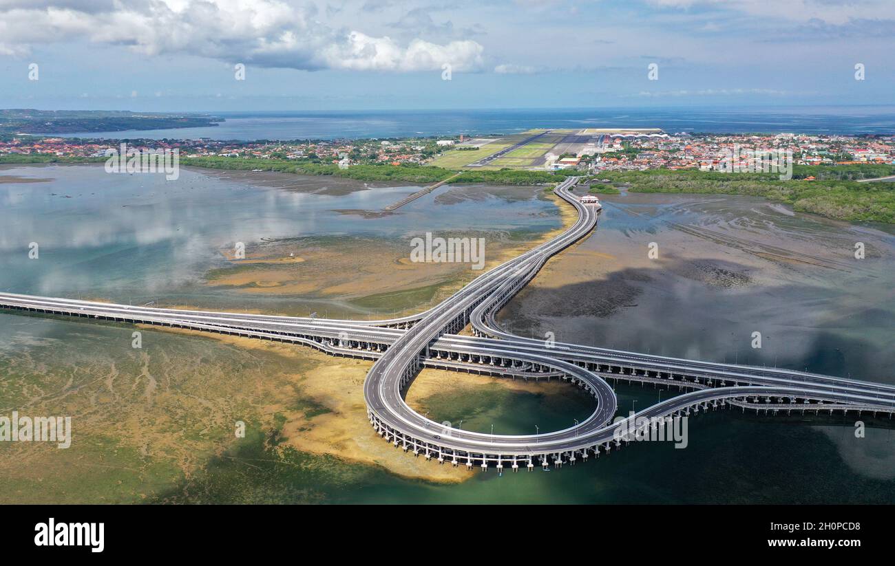ring road toll way structure and construction from aerial view, nature ...
