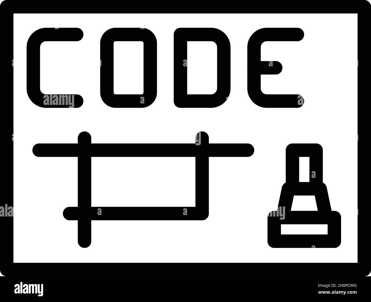 Cnc machine code icon outline vector. Work tool. Industry laser Stock ...