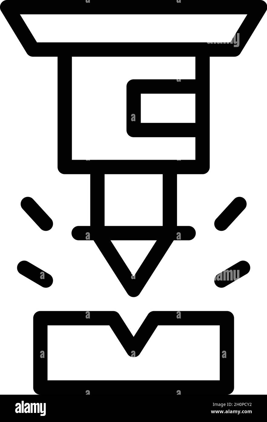 Engineering cnc machine icon outline vector. Work tool. Lathe equipment ...