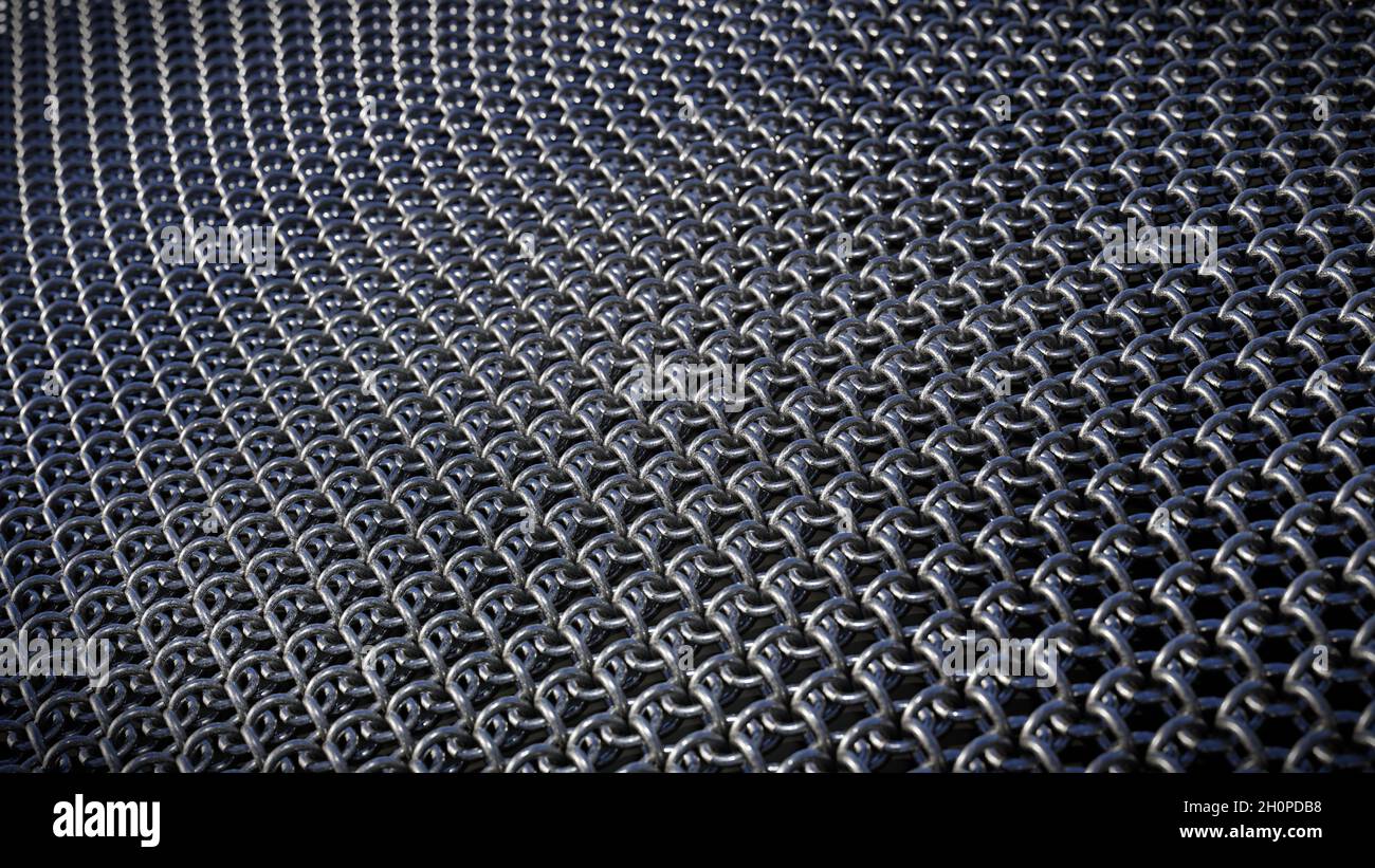 shiny chain mail background, connected metal rings Stock Photo - Alamy