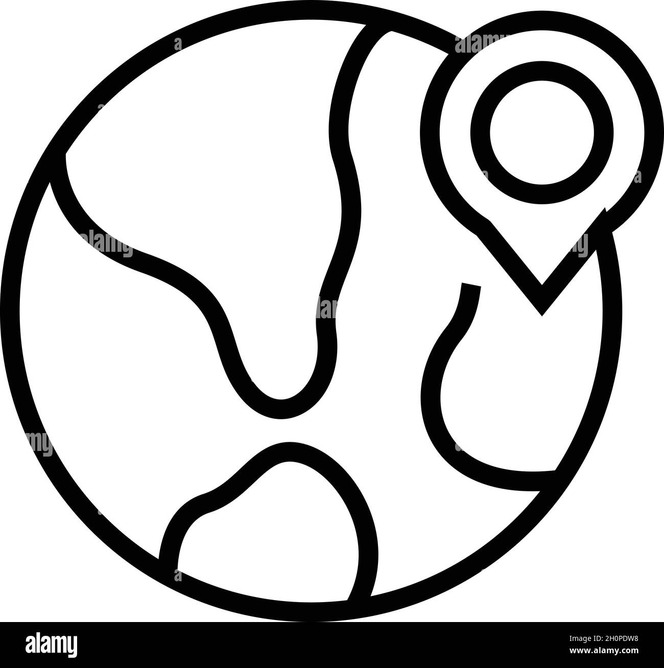 Global location icon outline vector. Gps map. Pin pictogram Stock ...