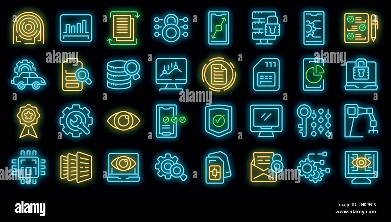 Technical overview icons set outline vector. Camera specification. Dual memory Stock Vector ...