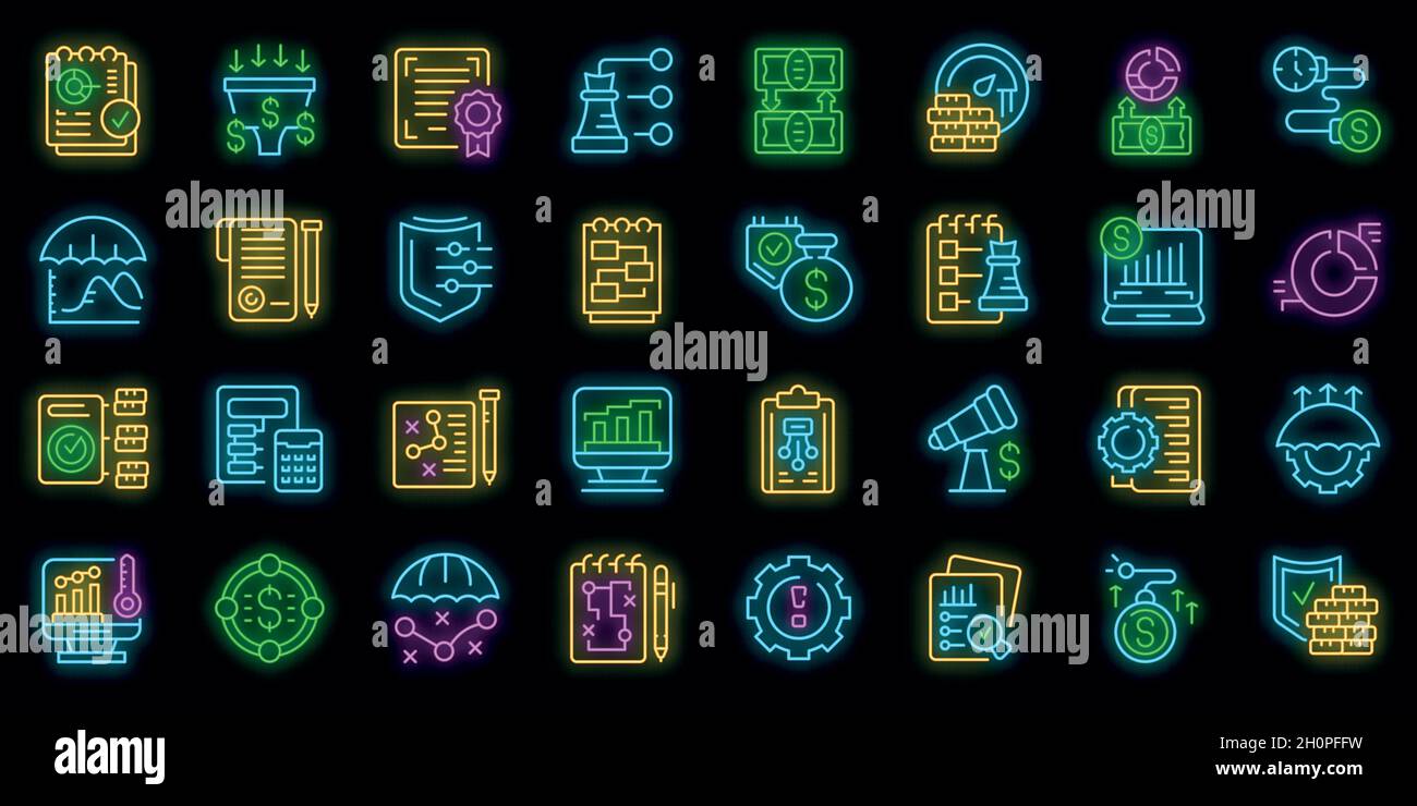 Risk management icons set outline vector. Company enterprise. Business ...