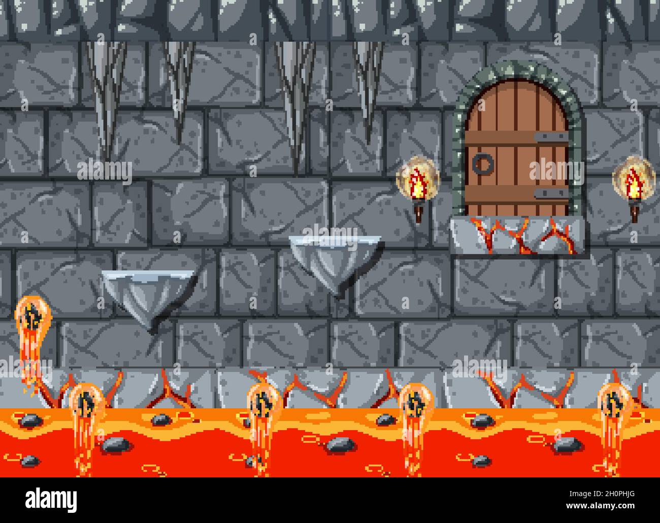 Lava Cave Platformer Game template illustration Stock Vector Image ...