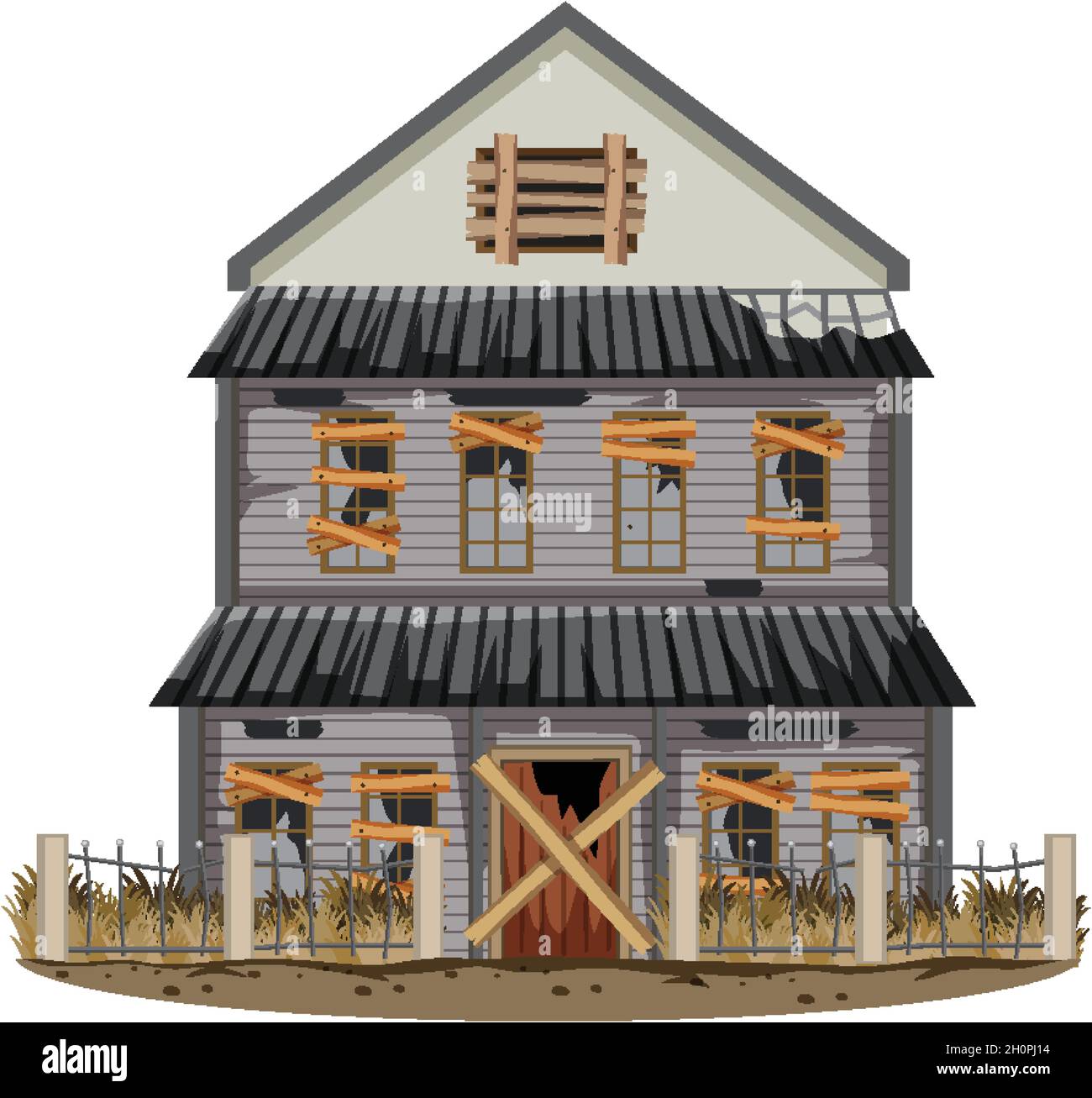 Isolated old broken house in the rural illustration Stock Vector Image ...