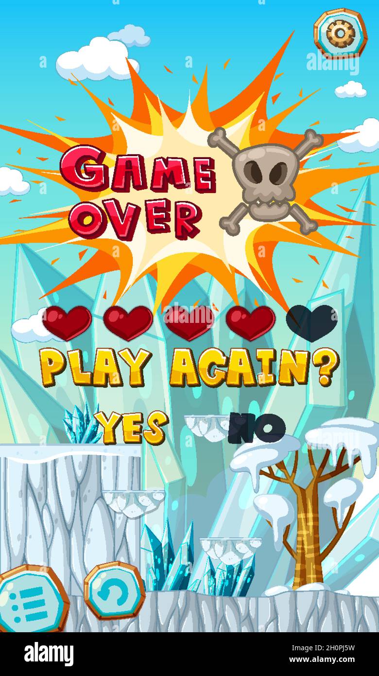 Game over template on mobile game illustration Stock Vector Image & Art ...