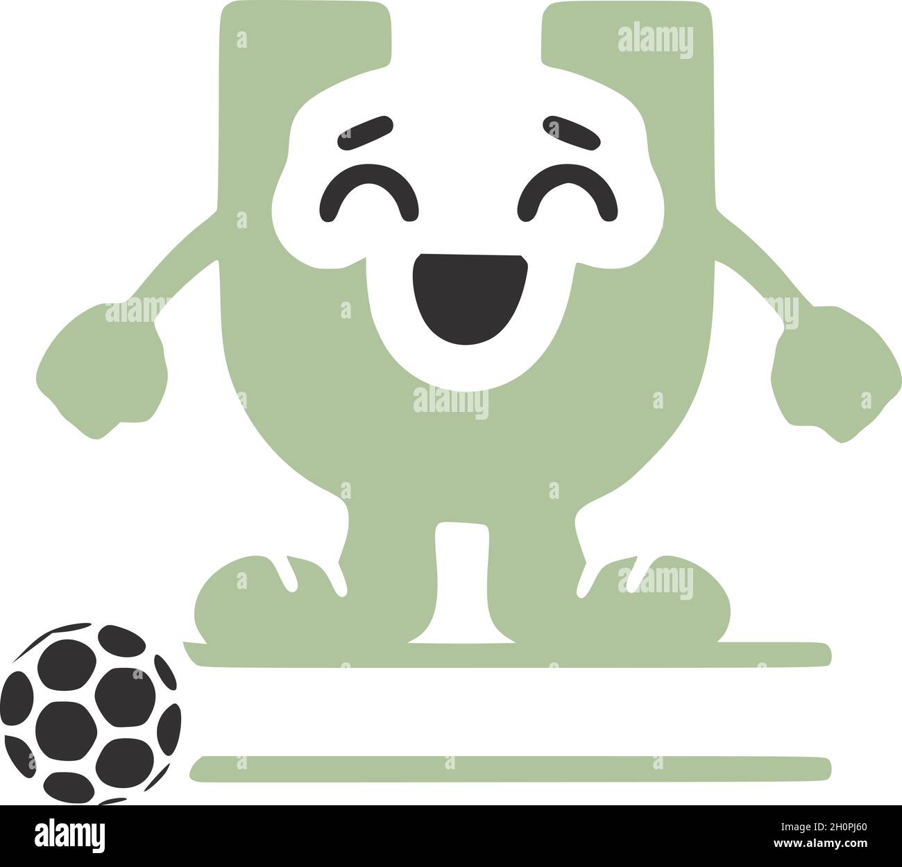 Happy letter u character football player personalized monogram, vector ...