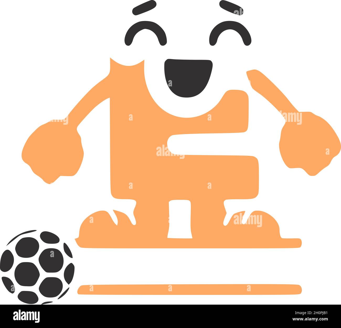 Happy letter e character football player personalized monogram, vector ...