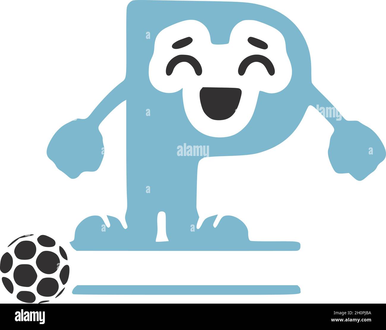 Happy letter p character football player personalized monogram, vector ...